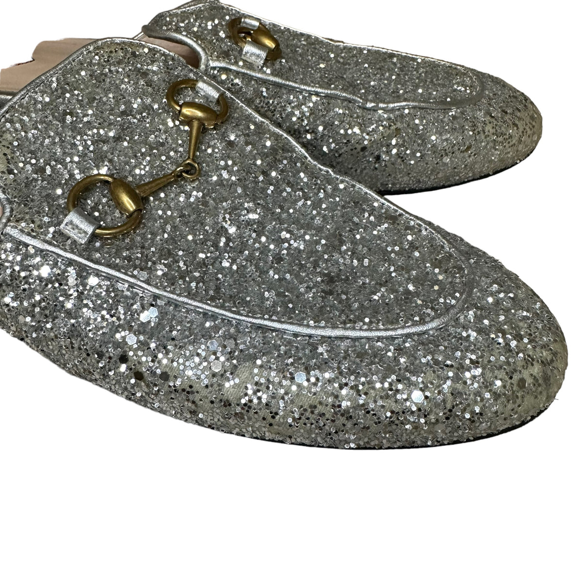 Authentic Gucci Silver Glitter Mules.European Size 38. – Chic At The Beach